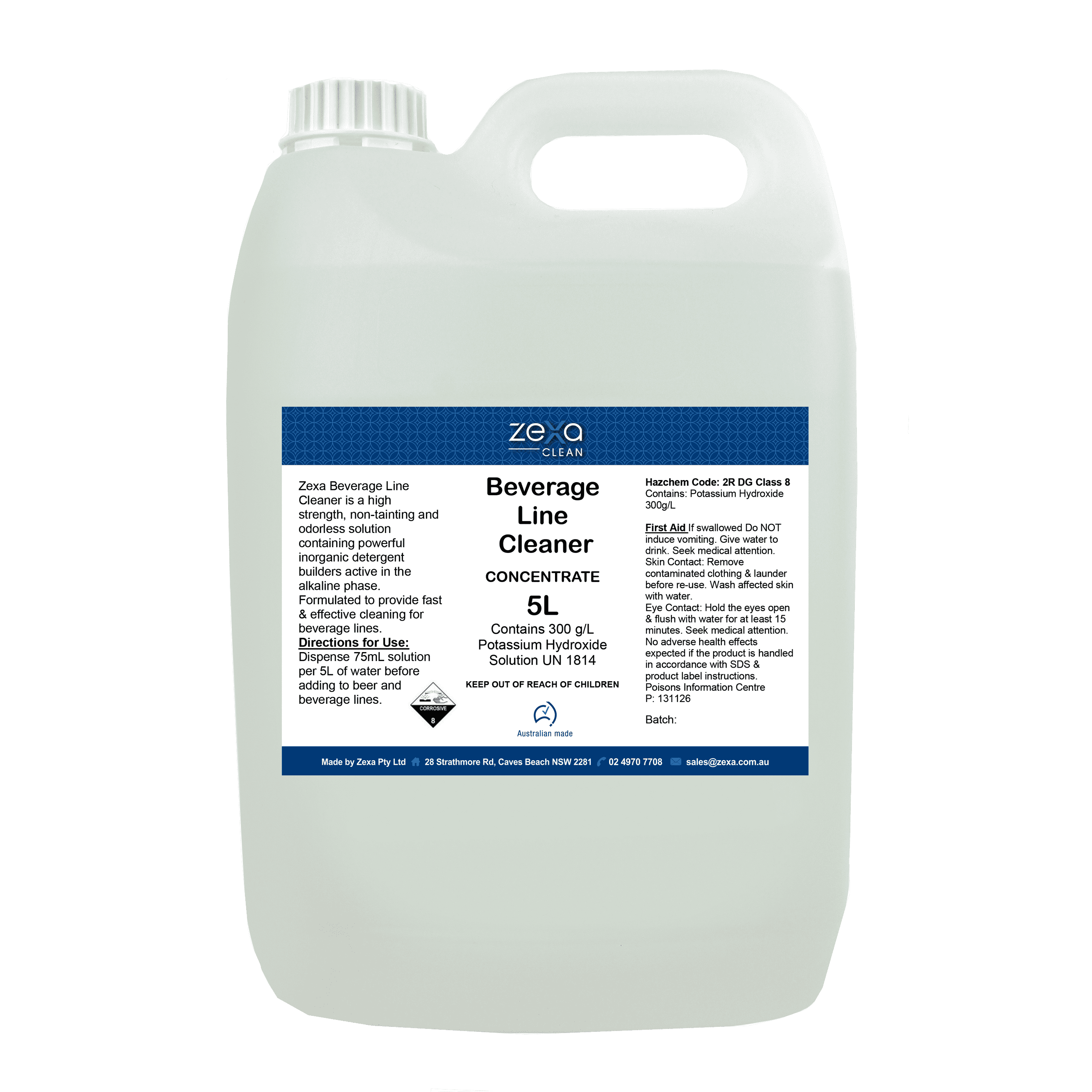 Detergent Zexa Beverage Line Cleaner 5L - Cellar Maintenance Australia